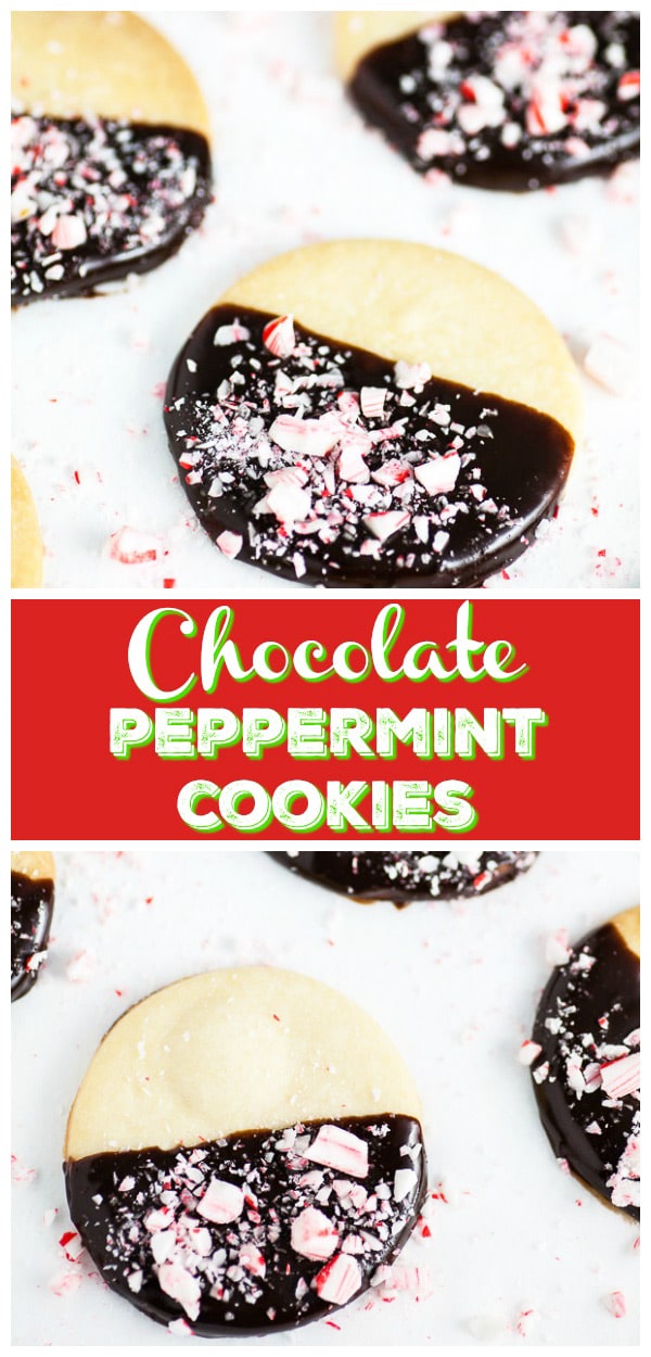 Peppermint Shortbread Cookies (Chocolate Dipped) | The Rustic Foodie®