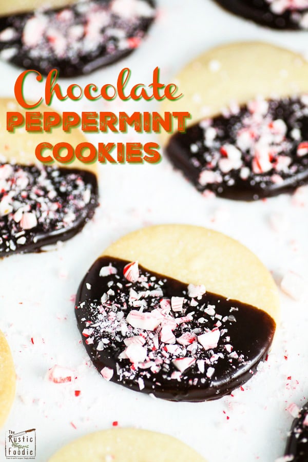 Chocolate Dipped Peppermint Shortbread Cookies | The Rustic Foodie