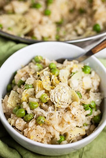 Lemon Risotto with Peas & Artichokes | The Rustic Foodie®