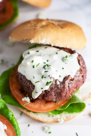 Grilled Burgers with Blue Cheese Sauce | The Rustic Foodie®