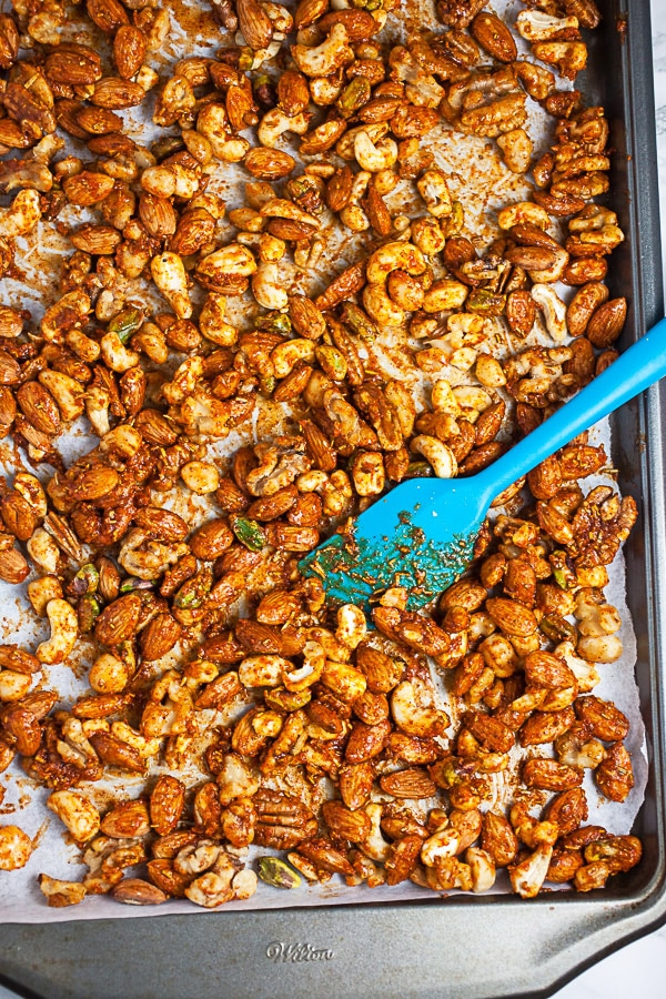 Roasted Mixed Nuts with Spiced Maple Glaze | The Rustic Foodie®