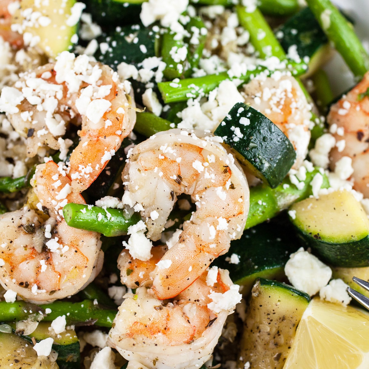 Skillet Shrimp and Vegetables with Feta | The Rustic Foodie®