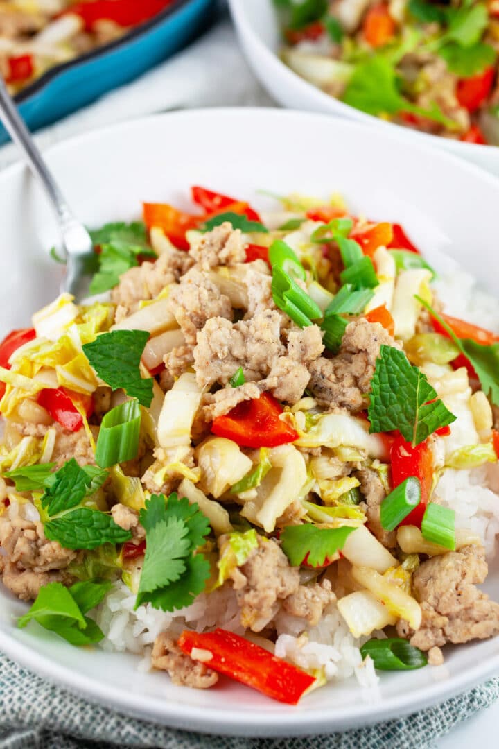 Ground Chicken Rice Bowl | The Rustic Foodie®